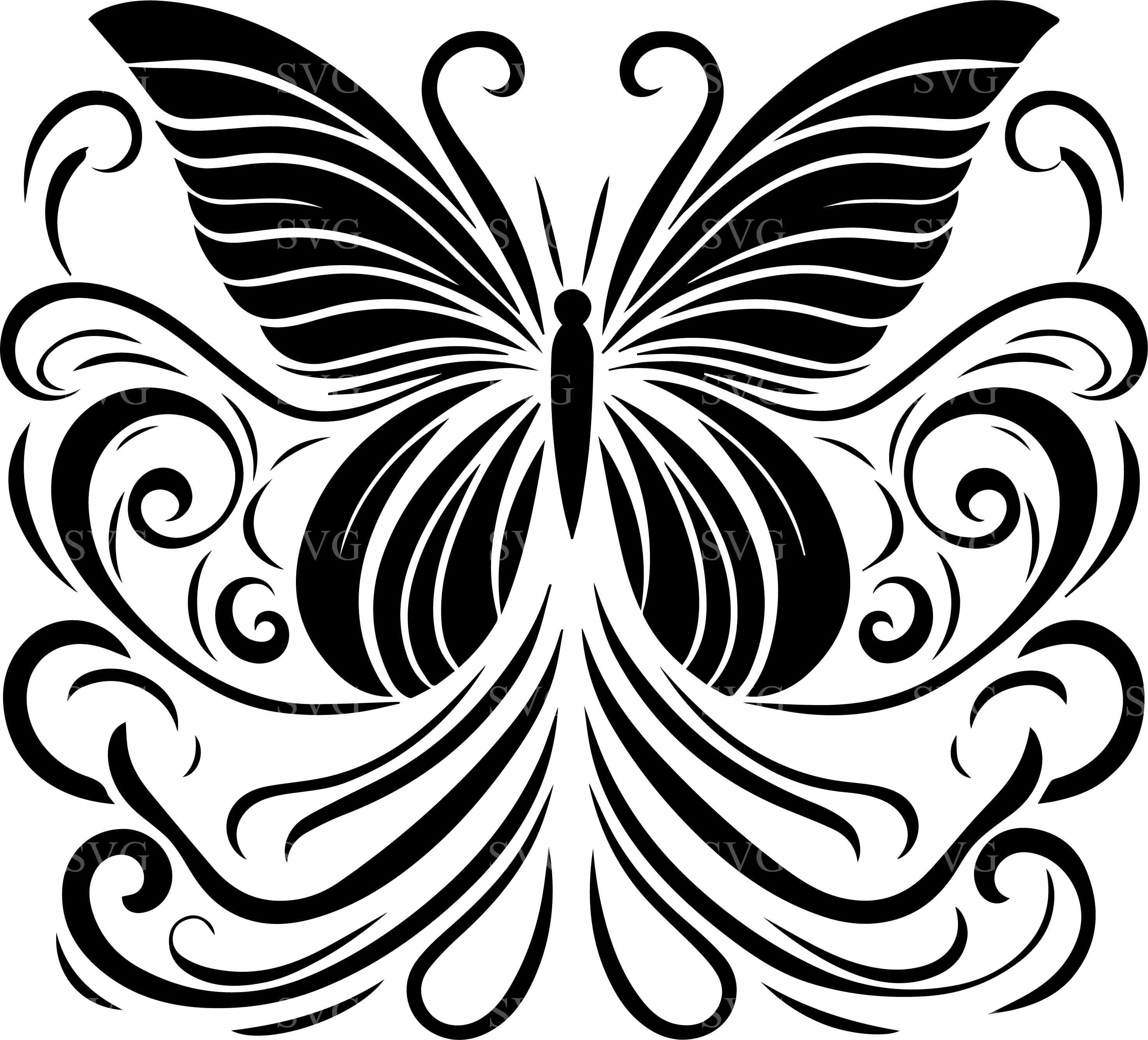 6 Butterfly Swirl SVG Cut File | Elegant Insect Silhouette for Crafts ...