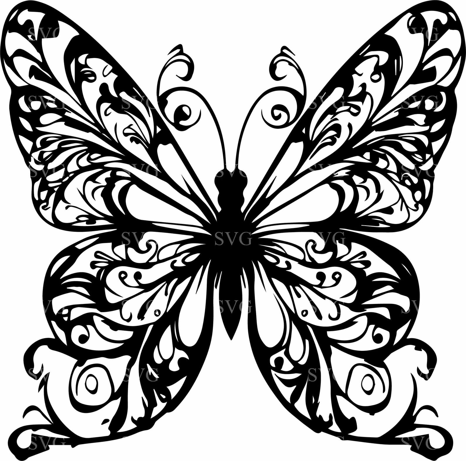 7 Intricate Butterfly SVG, 7 Elegant Filigree Cut File, Ornate Wing ...
