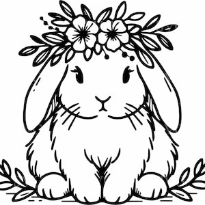 Floral Bunny SVG Cut File, 4 Cute Rabbit With Flower Crown, Spring ...