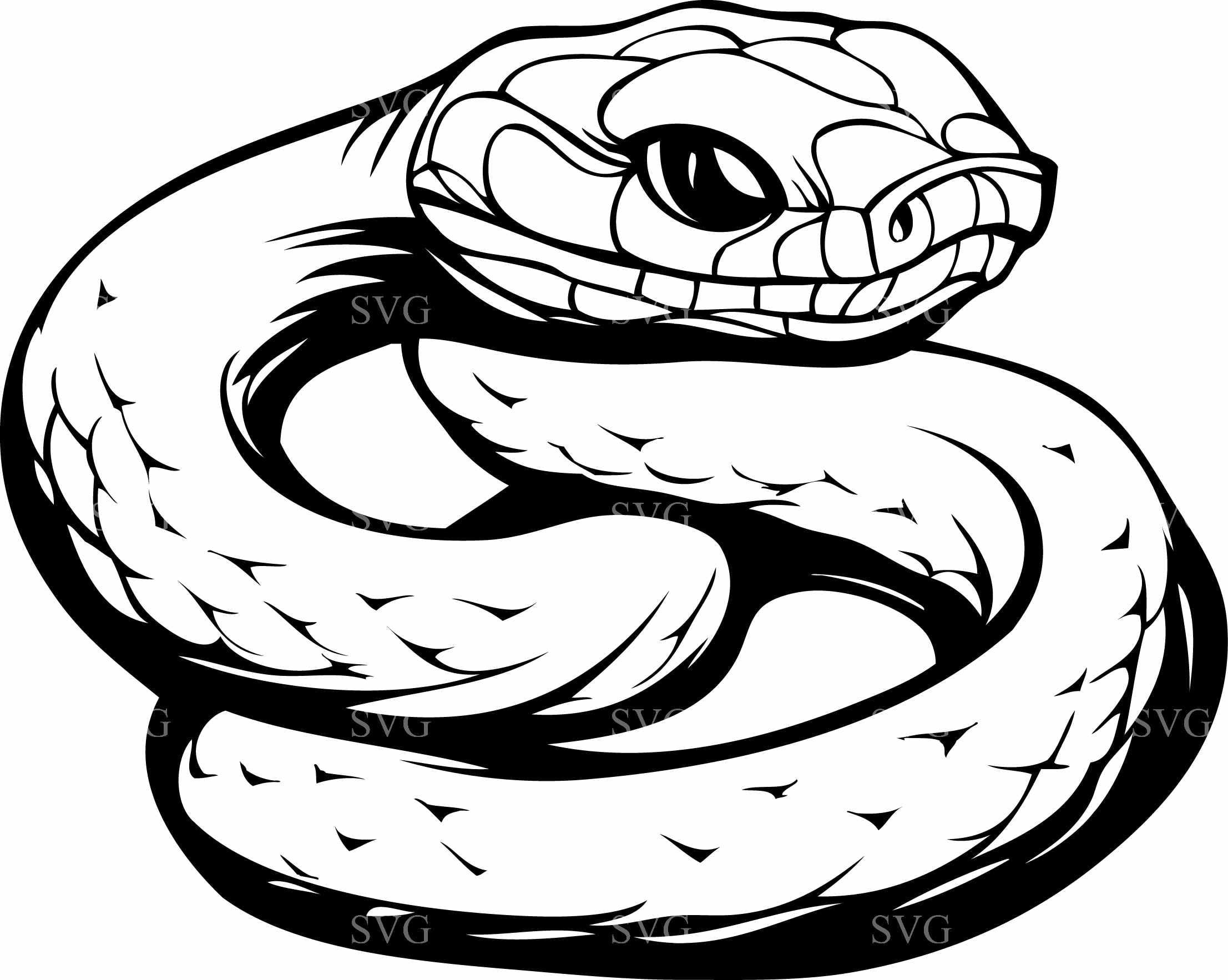8 Coiled Snake SVG 8 Cut File - Fierce Cobra Silhouette Design - Bold ...