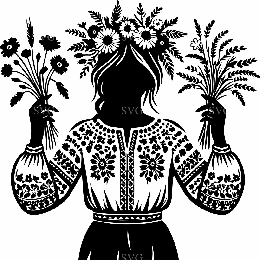 6 Folk Girl SVG – 6 Harvest Maiden Cut File – Woman Vector Art for ...