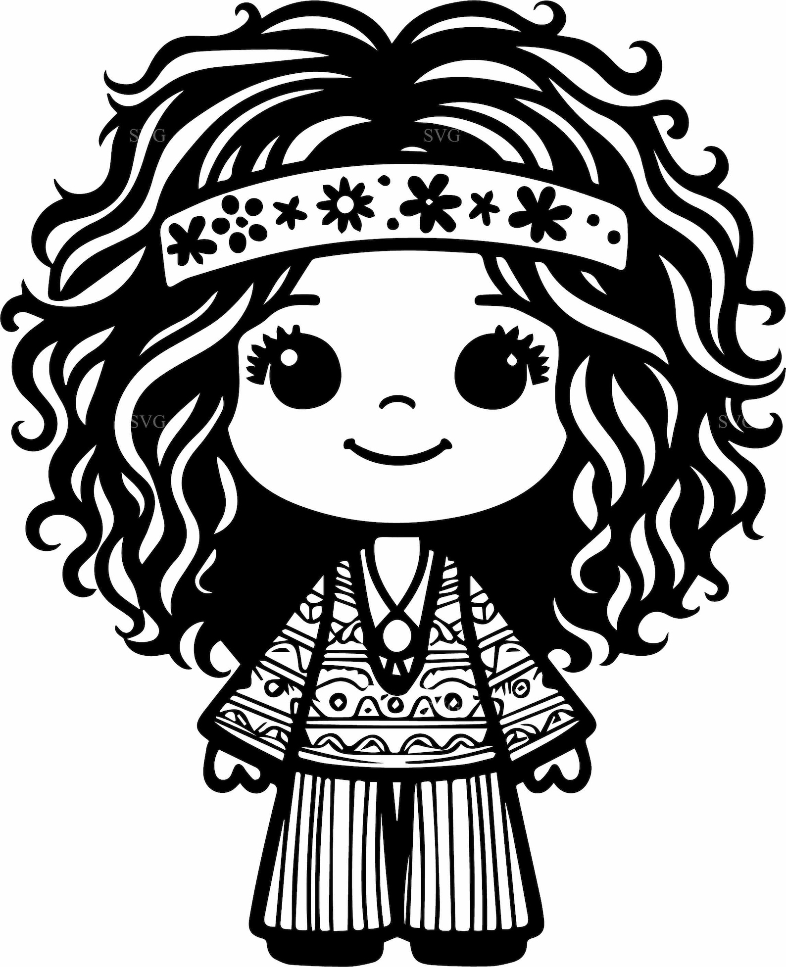 7 Hippie Girl SVG Cut File – Peace Love Groovy Retro Design (digital ...