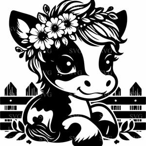 6 Floral Pony SVG Cut File, Cute Baby Horse With Flower Crown and Fence ...