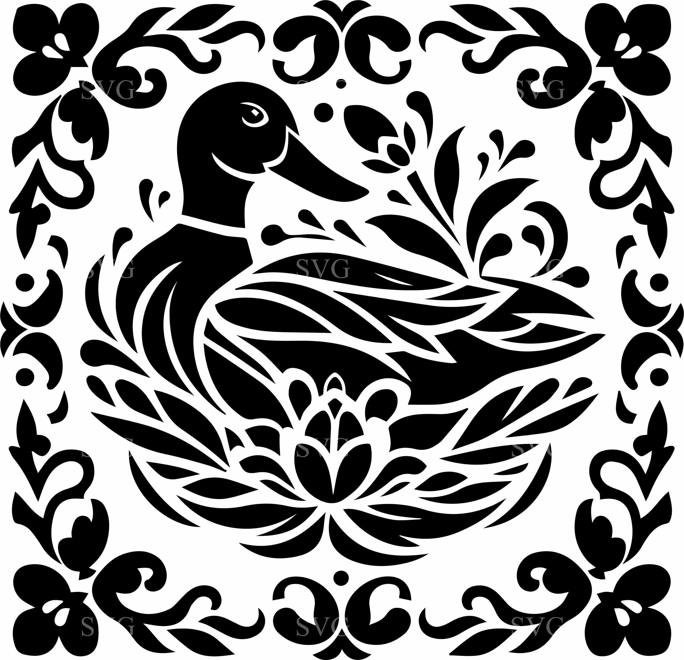 8 Floral Goose SVG – Elegant Bird Cut File for Cricut Silhouette ...