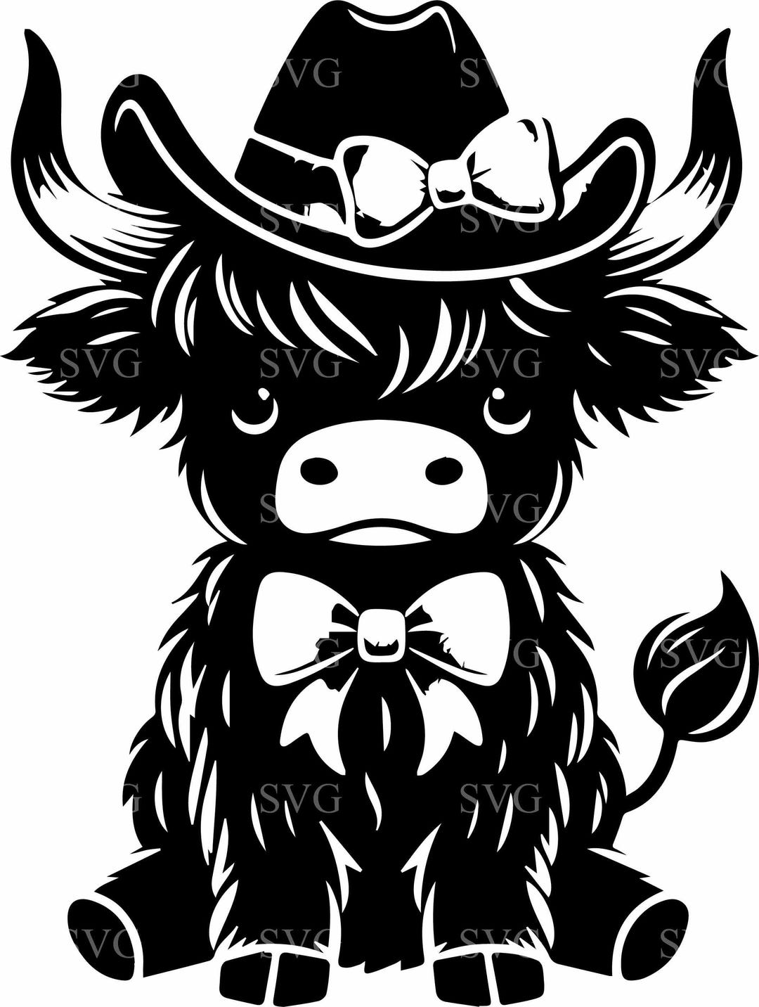 4 Cowboy Highland Cow SVG, Western Bandana, Cricut Cut File (digital ...