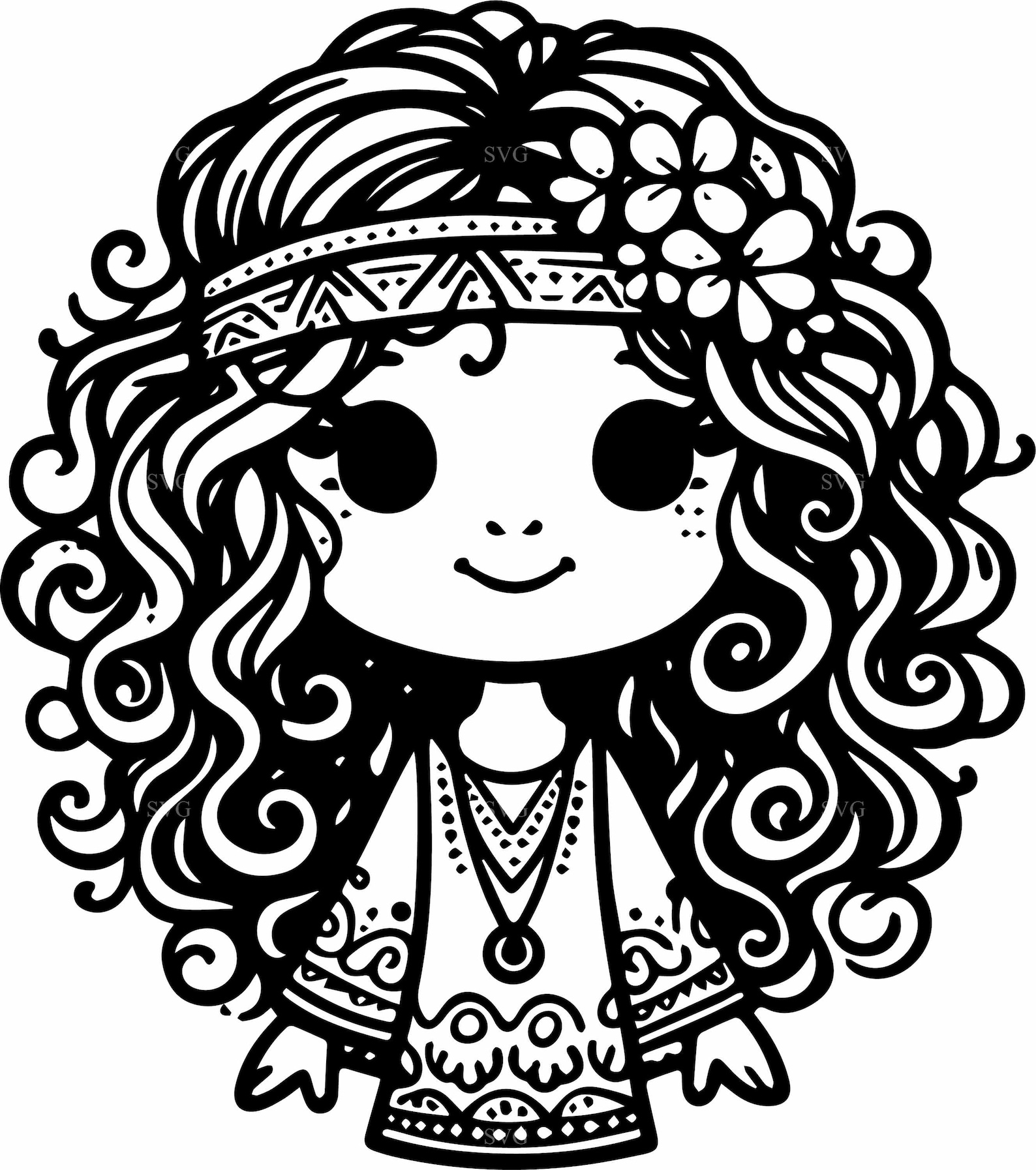 7 Hippie Girl SVG Cut File – Peace Love Groovy Retro Design (digital ...