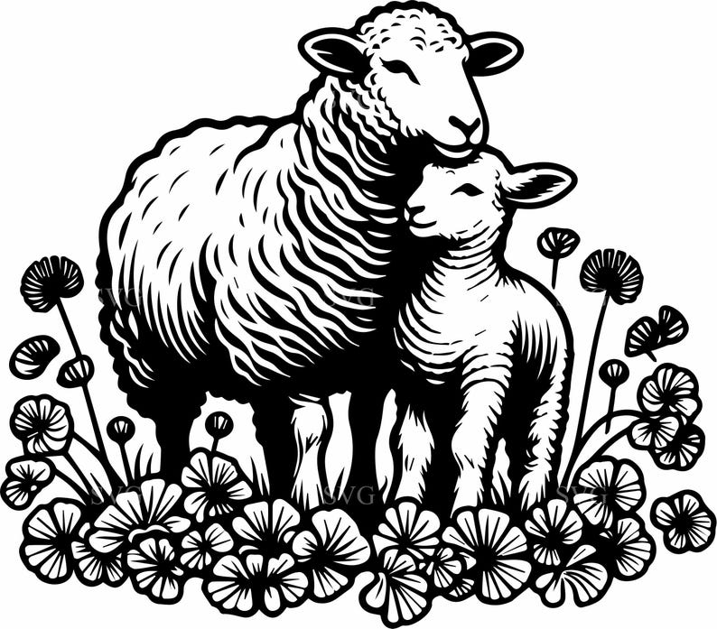 8 Sheep and Lamb SVG Cut File – Rustic Farmhouse Silhouette With ...