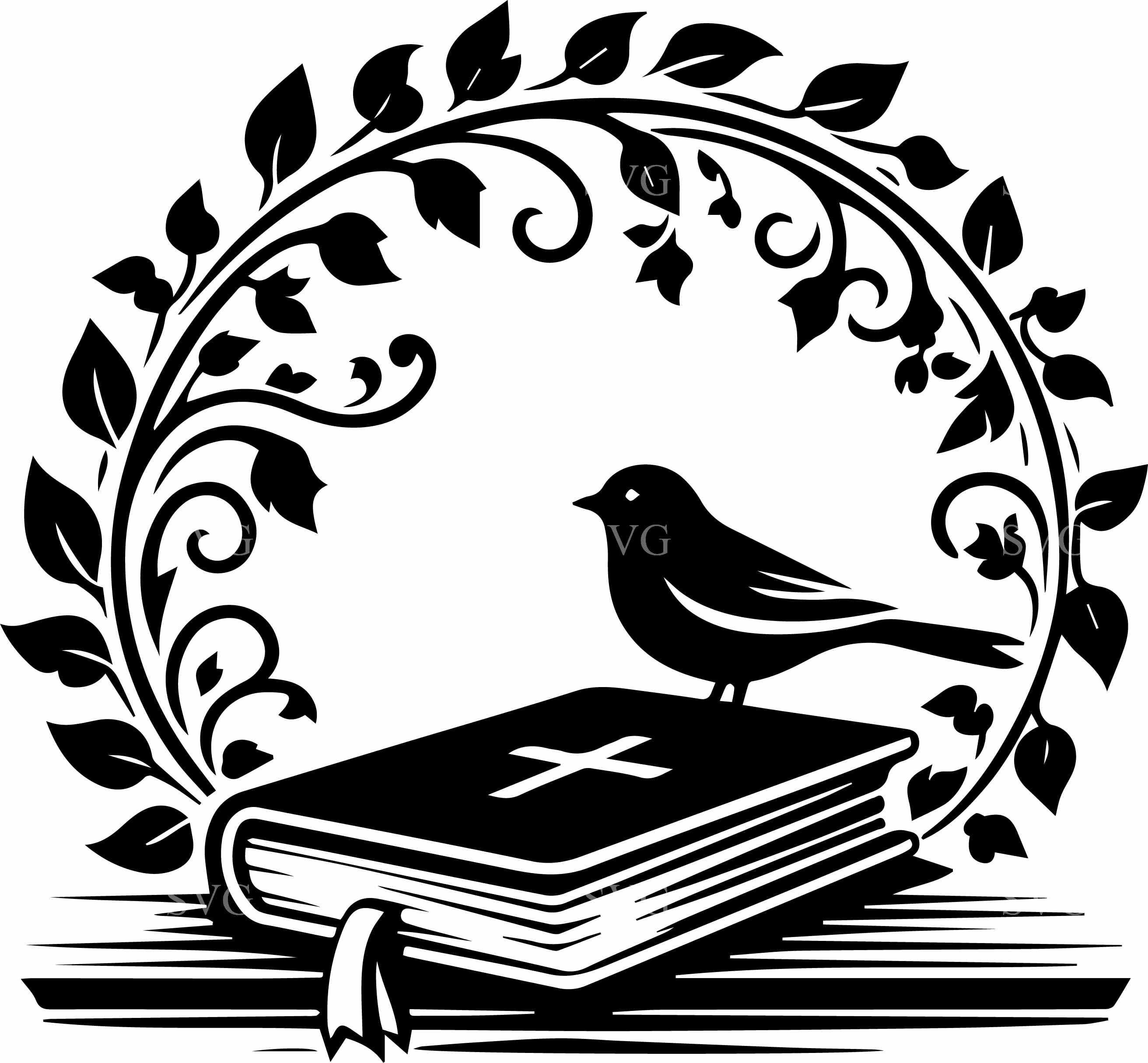 6 Bible SVG - Bird and Vines Christian Cross Cut File (digital Download ...
