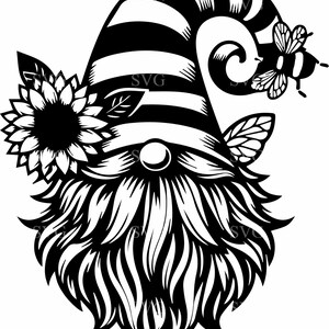 Summer Gnome SVG, 4 Gnome With Sunflower and Bee, Cute Garden Cut File ...