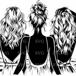 Three Friends SVG Girls Sitting Together 4 Cut File Summer Friendship ...