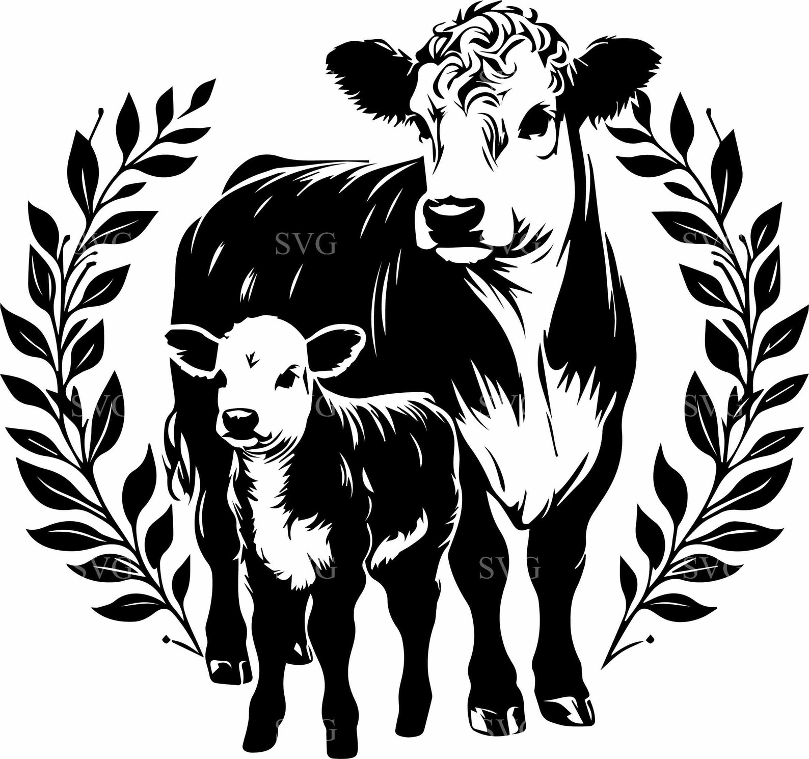 4 Cow and Calf SVG Farm Animal Cut File Rustic Barn Decor, Farmhouse ...