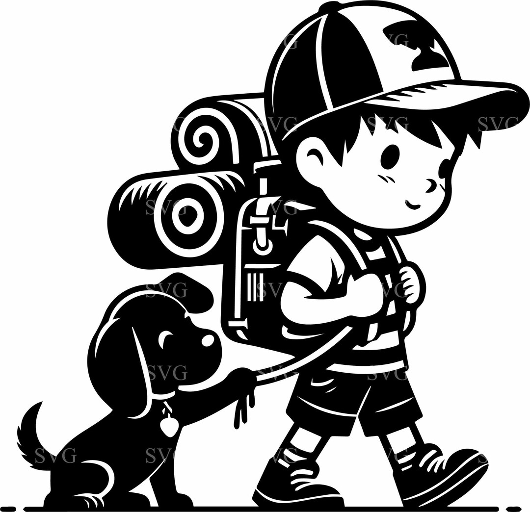 Boy Walking Dog SVG 4 Cut File – Cute Pet Walk Digital Design for ...