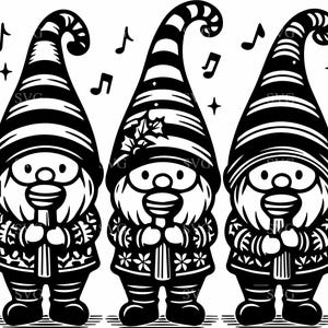 5 Christmas Caroling Gnomes – 5 Singing Gnome SVG – Holiday Music ...