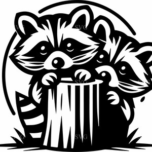 5 Raccoon SVG Cut File, 5 Cute Woodland Animals Silhouette, Forest ...