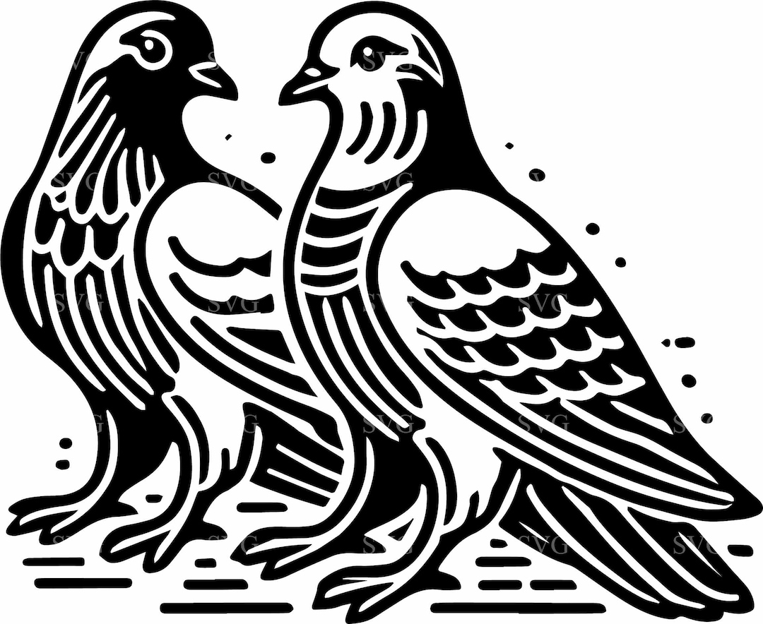 Two Dove SVG 4 Cut File - Pair of Graceful Doves Silhouette Design ...