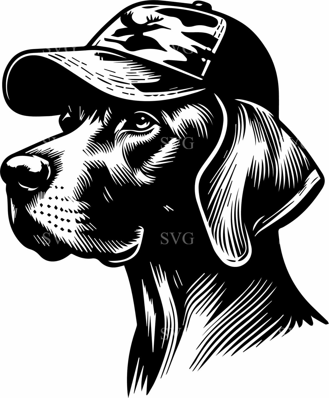 Hunting Dog With Cap SVG, 4 Pointer Dog Silhouette Cut File, Hunting ...