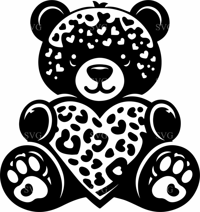 6 Valentine Bear SVG – Love Bear Holding Heart Romantic Nursery Kids ...