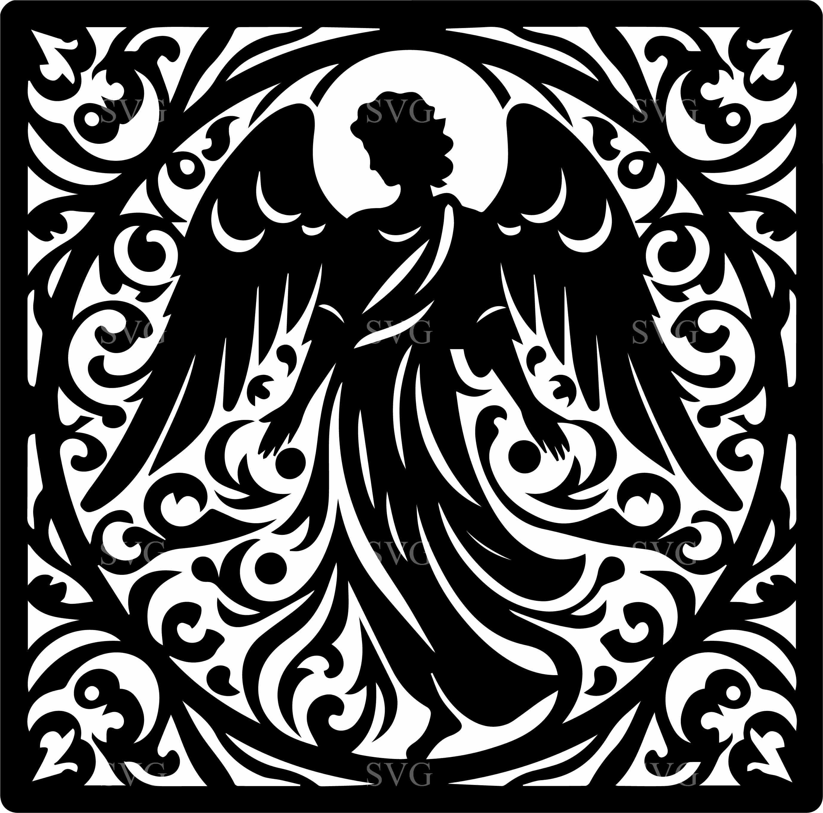 8 Winged Angel SVG – Sacred Angel Cut File – Spiritual Silhouette for ...