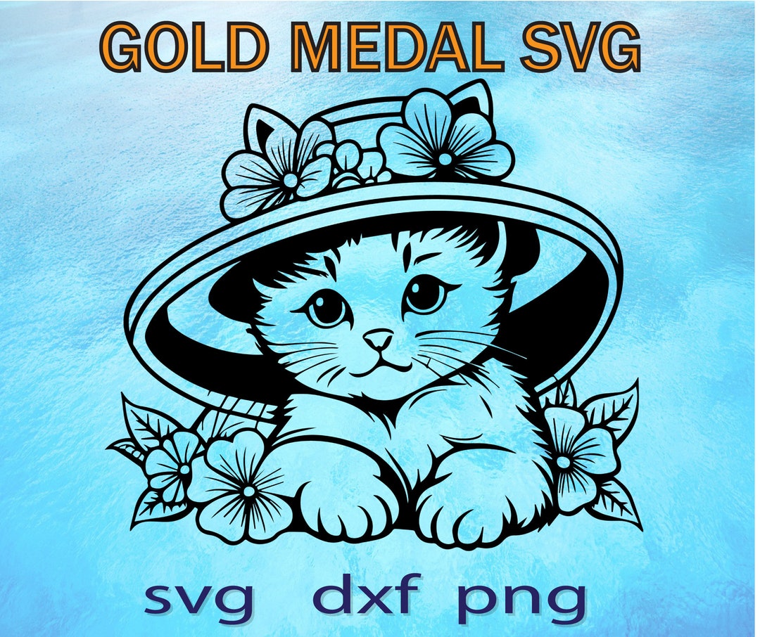 Floral Cat Svg Peeking Cat SVG Hat PNG DXF Kitten Svg, Cat Png - Etsy