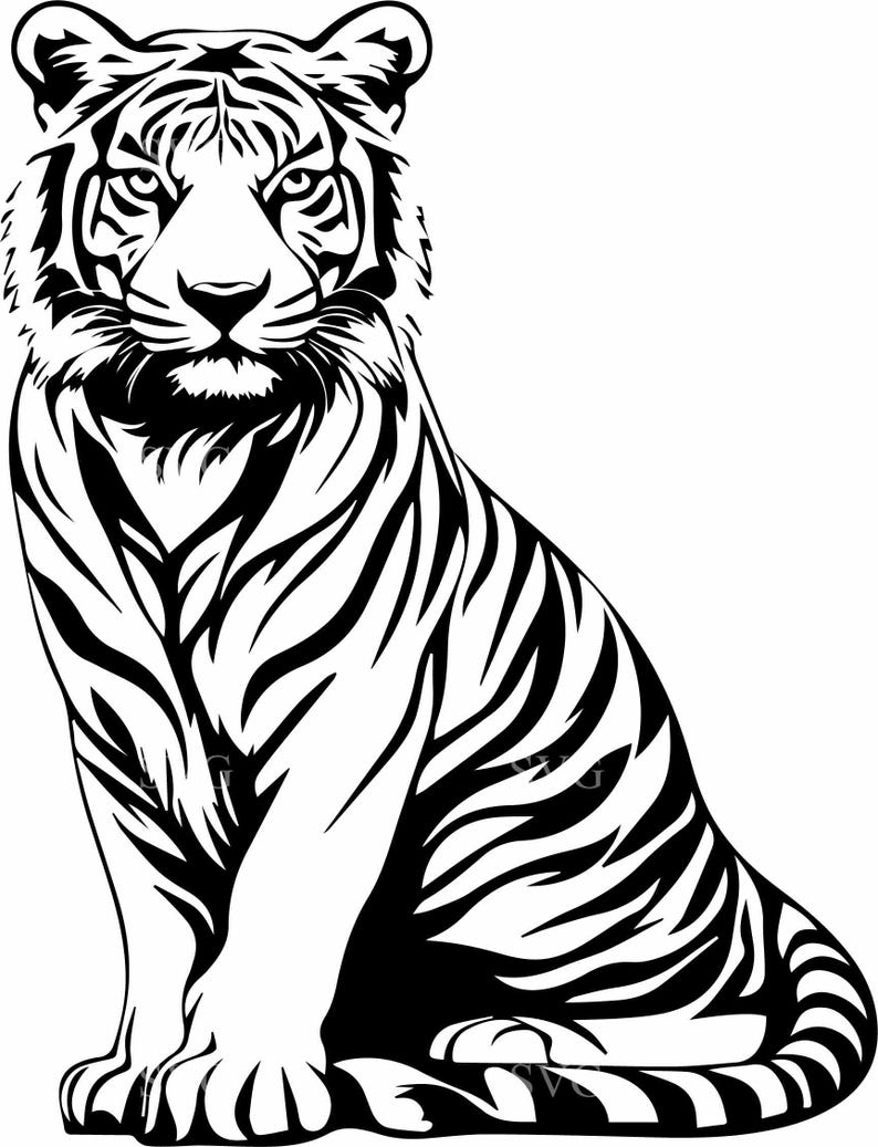 4 Majestic Tiger SVG Cut File, Wild Animal Vector Design (digital ...