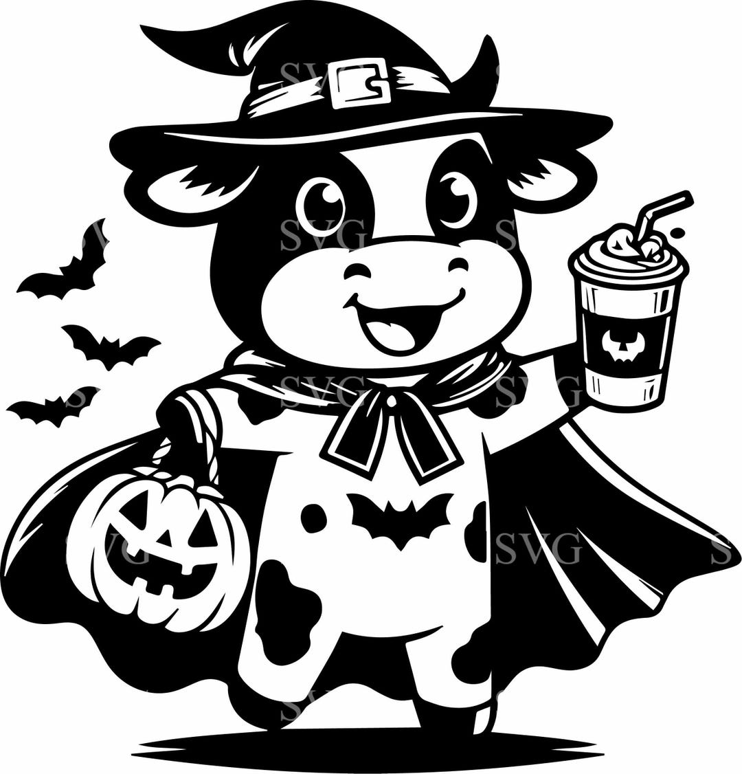 4 Halloween 4 Cow SVG, Cute Cow in Costume, Trick or Treat Clipart ...