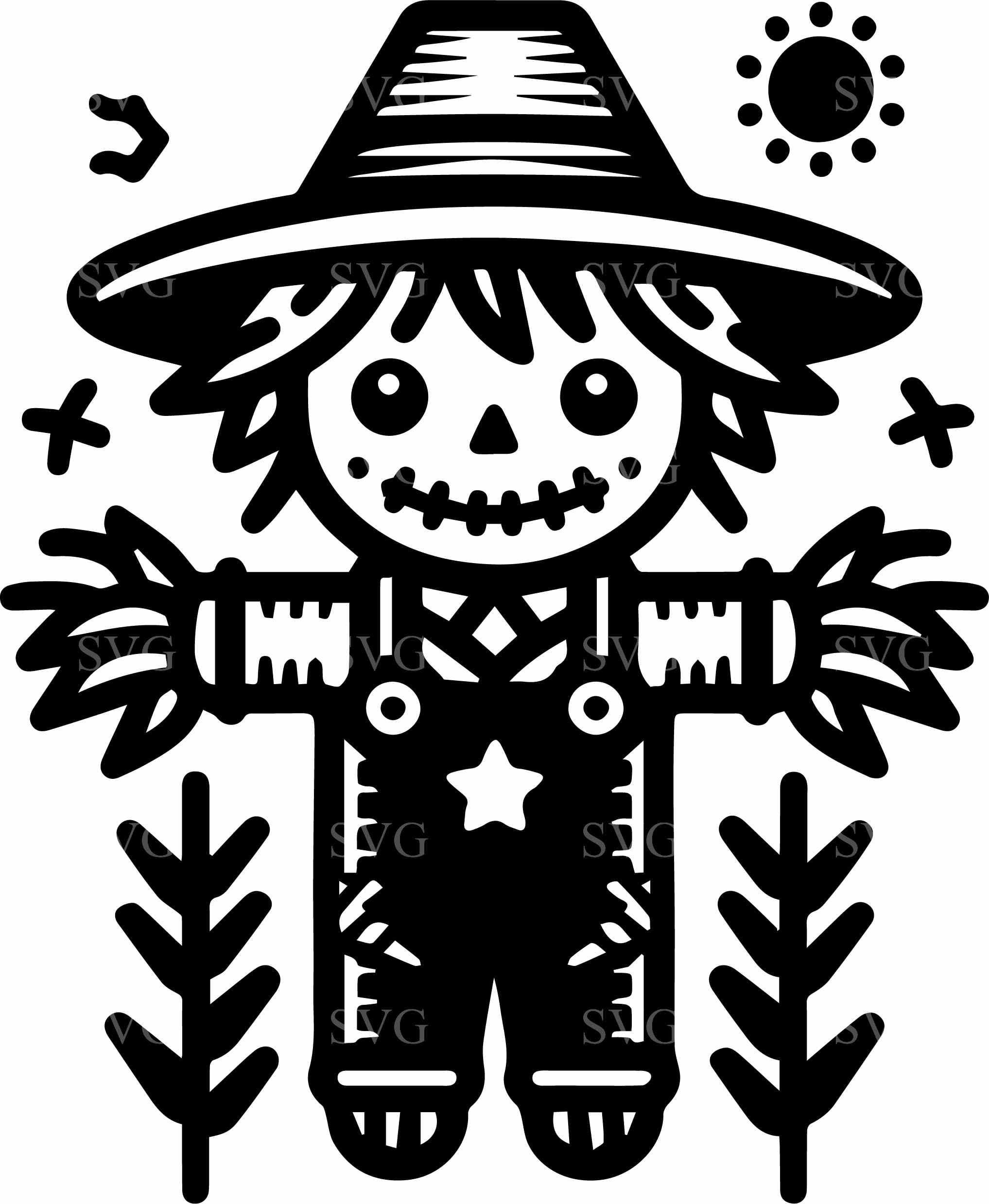 Scarecrow Clipart Black And White Simple