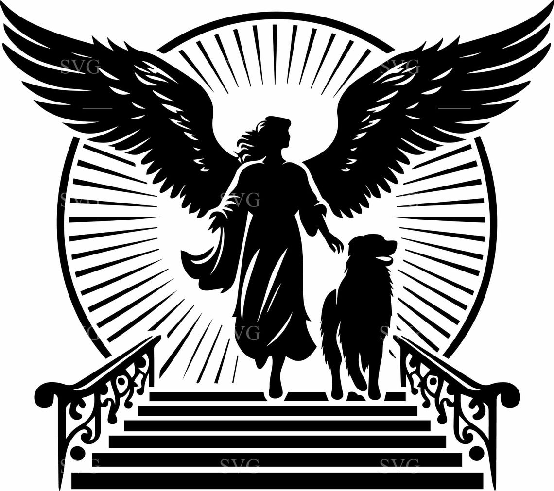 8 Angel With Dog SVG – Pet Loss Memorial SVG Cut File for Sympathy ...