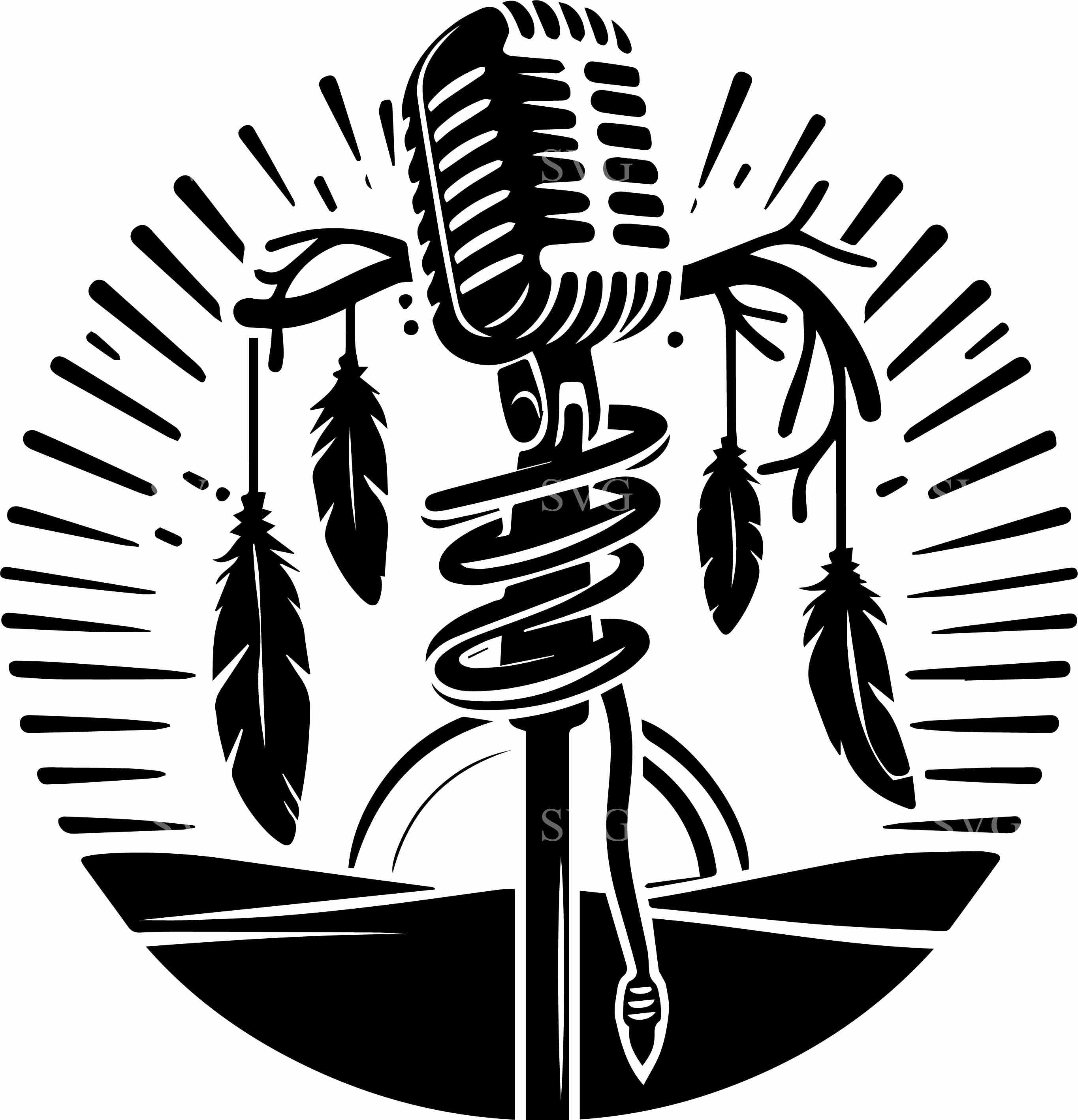 7 Western Microphone SVG – Sunset, Rope & Feathers Clipart (digital Cut ...