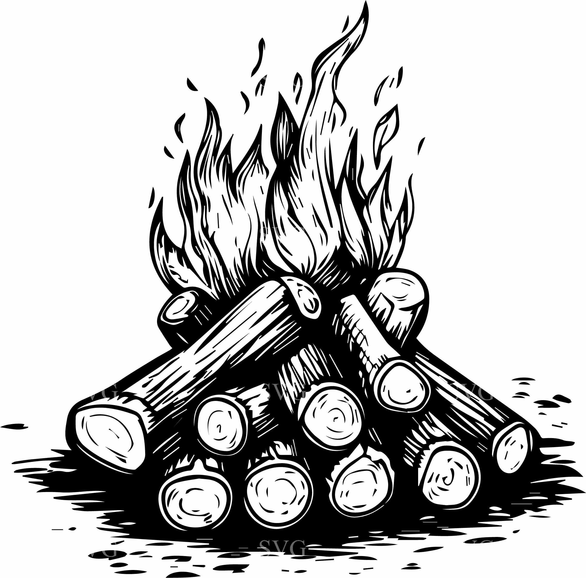 8 Campfire SVG, 8 Bonfire Cut File, Camping Fire SVG, Outdoor Adventure ...