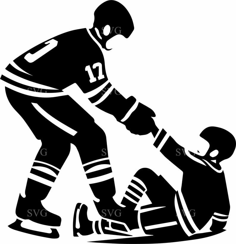 5 Hockey Teamwork SVG – Helping Teammate Sports Unity Silhouette Ice ...