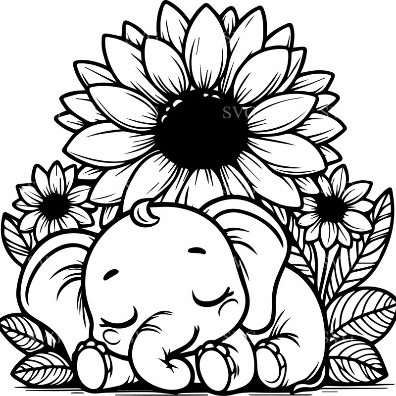 Sunflower Elephant - Etsy