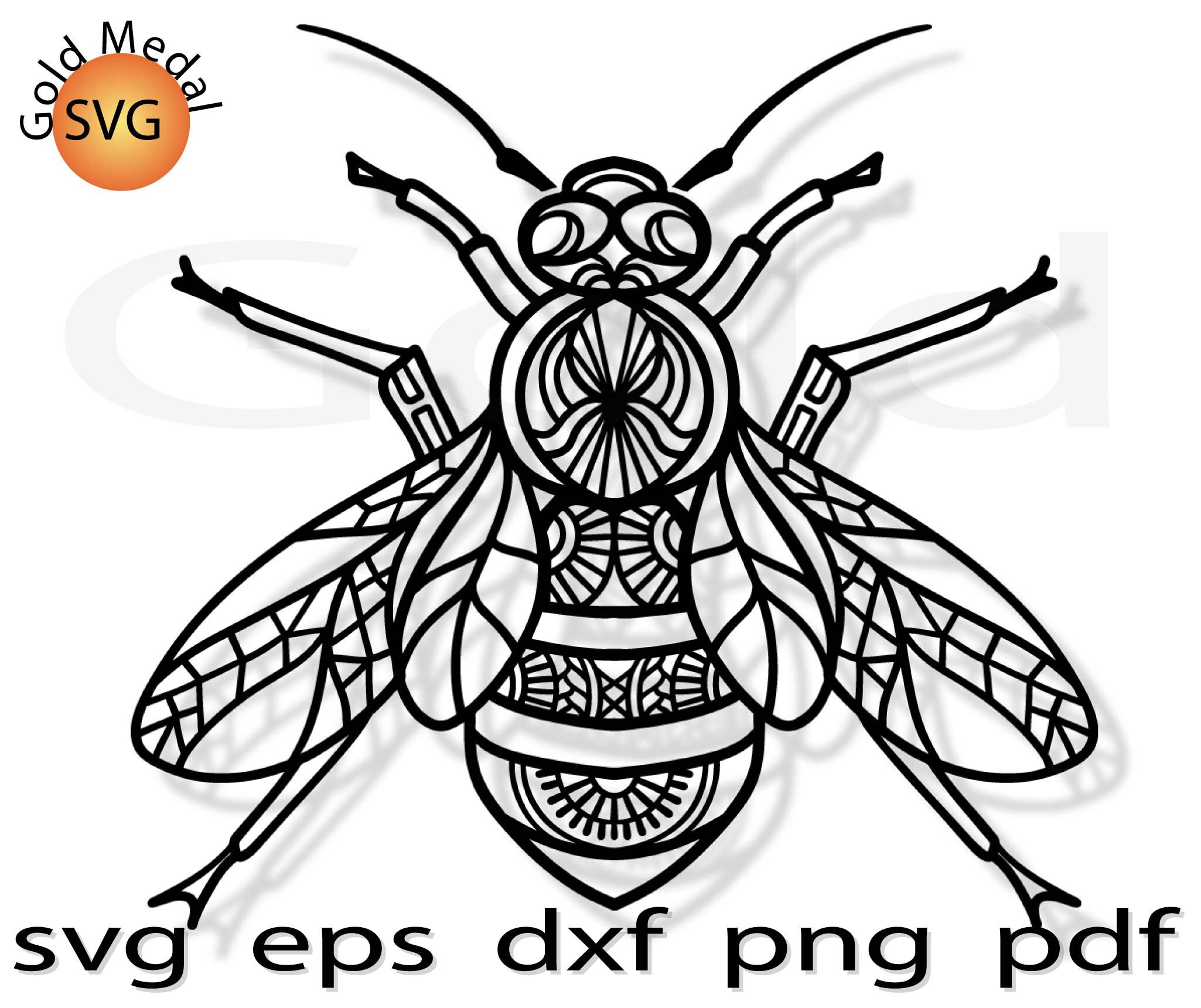 Mandala Bee Svg Zentangle Bee Svg Insect Mandala Svg