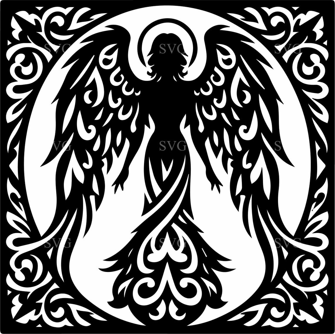 8 Winged Angel SVG – Sacred Angel Cut File – Spiritual Silhouette for ...