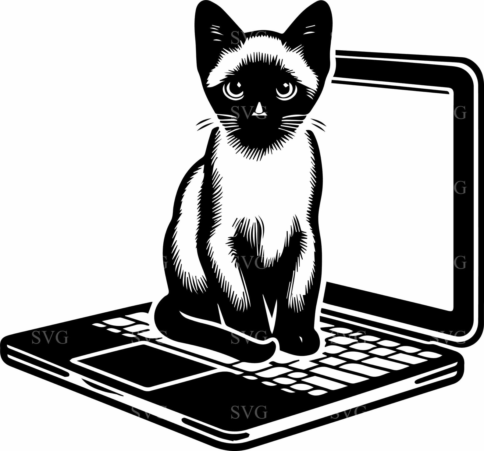 4 Laptop Animal Art – Cat SVG Cut File – Funny Pet Design for Tech ...