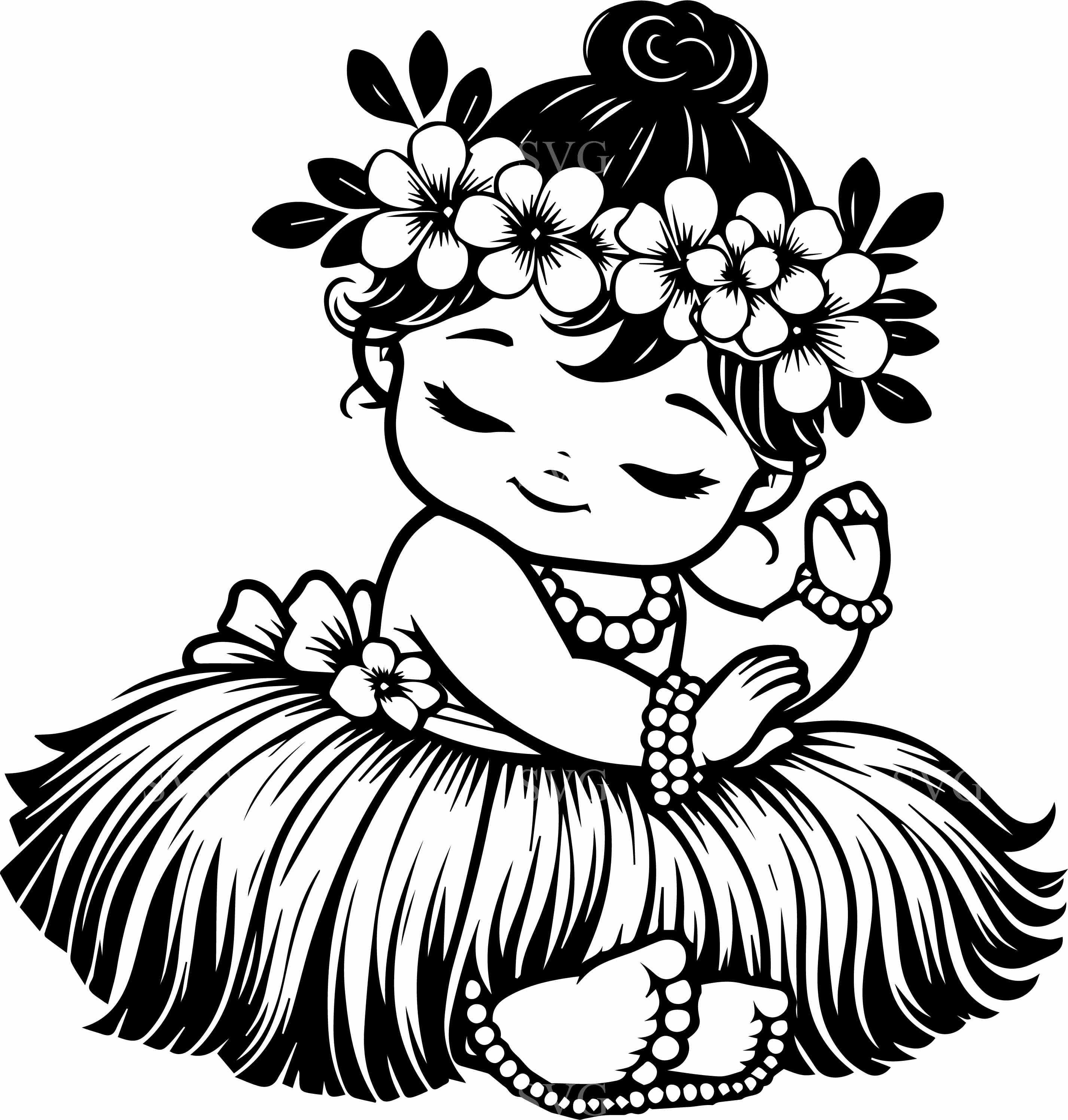 7 Tropical Girl SVG – 7 Cute Hula Dancer Clipart – Perfect for Summer ...