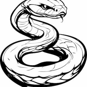 Coiled Snake SVG 8 Cut File - Fierce Cobra Silhouette Design - Bold ...