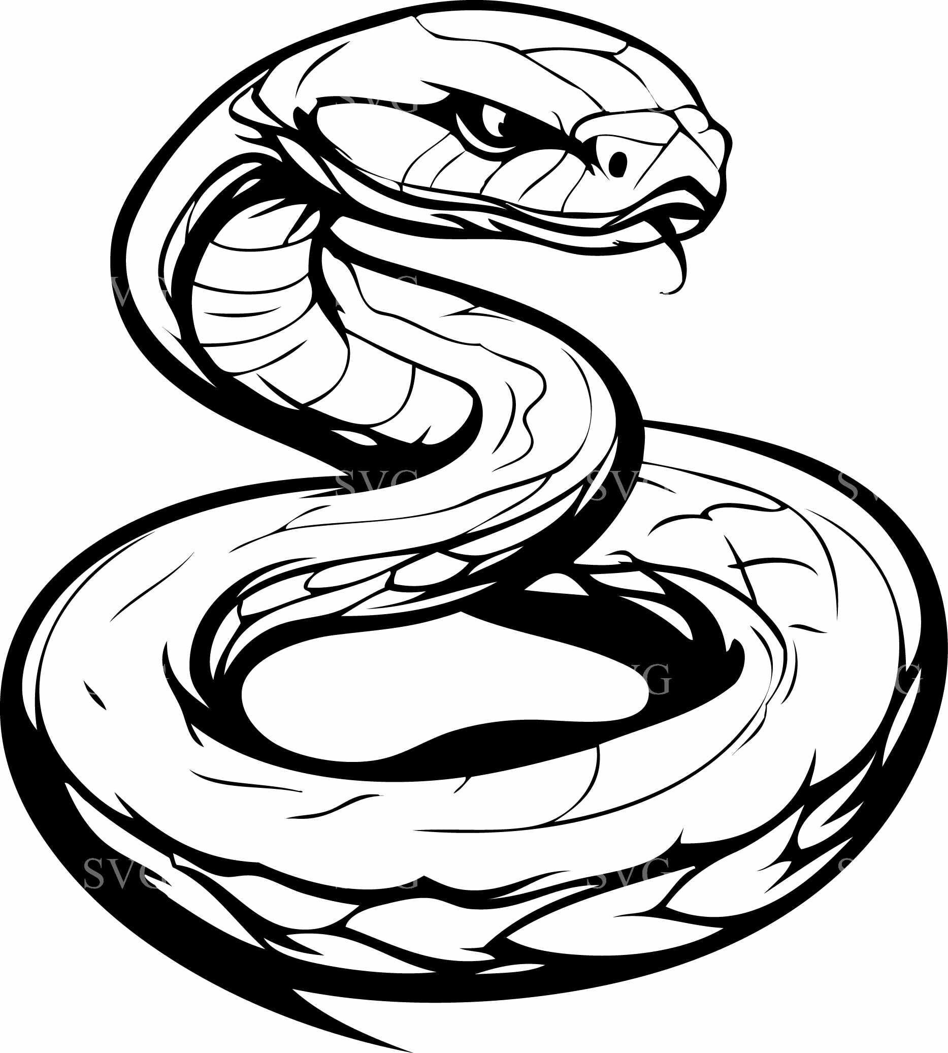 8 Coiled Snake SVG 8 Cut File - Fierce Cobra Silhouette Design - Bold ...