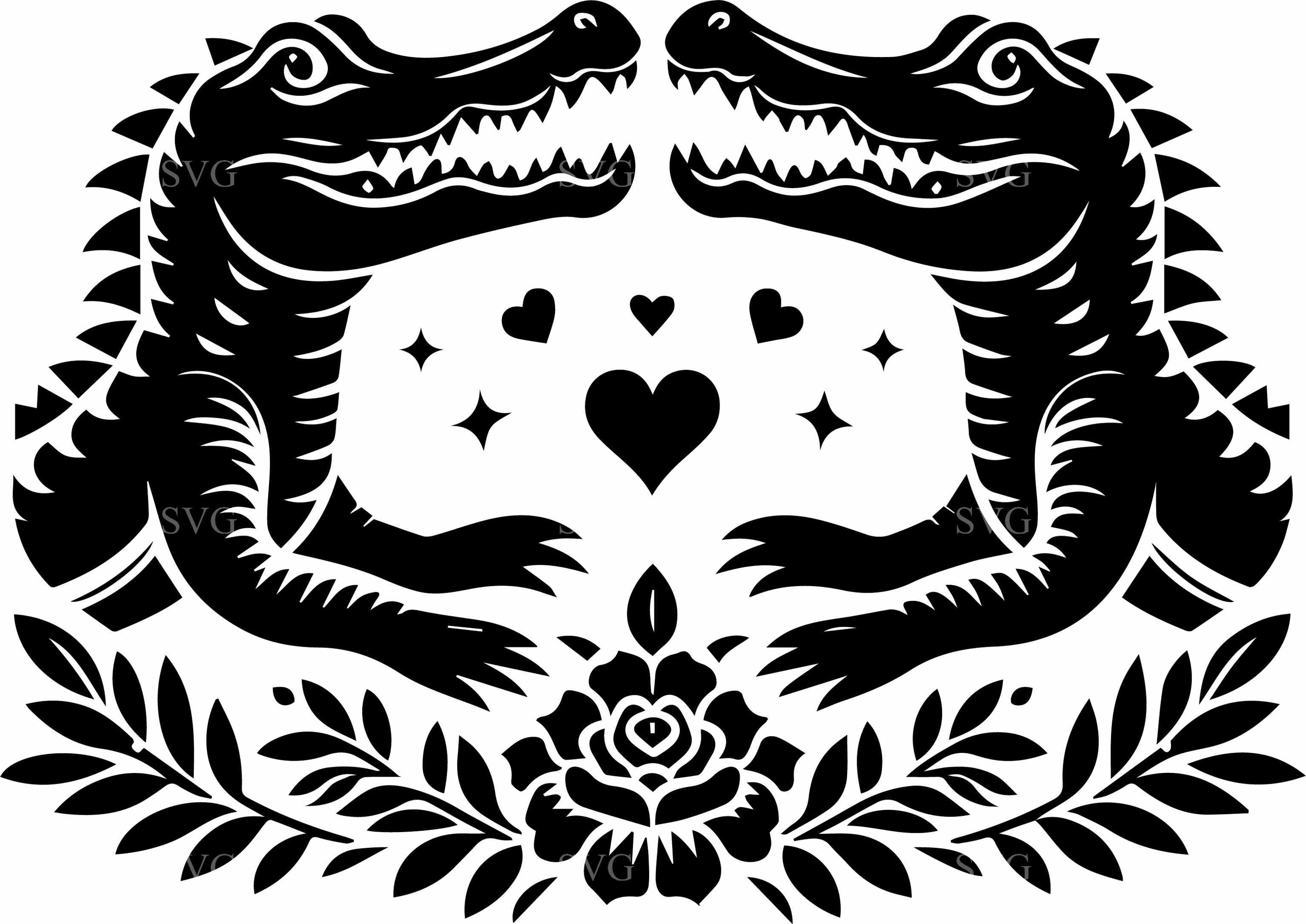 4 Reptile Love Alligator Couple SVG Cut File Romantic Cricut Design ...