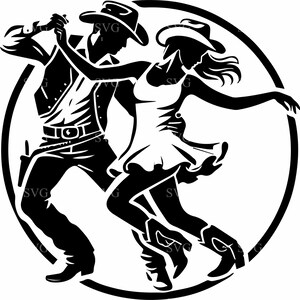 6 Cowboy Dancing Couple SVG, 6 Western Dance Silhouette Cut File ...