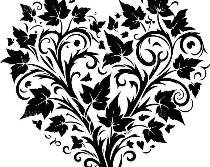 Heart With Vines SVG, JPEG, PNG Instant Digital Download - Etsy Canada