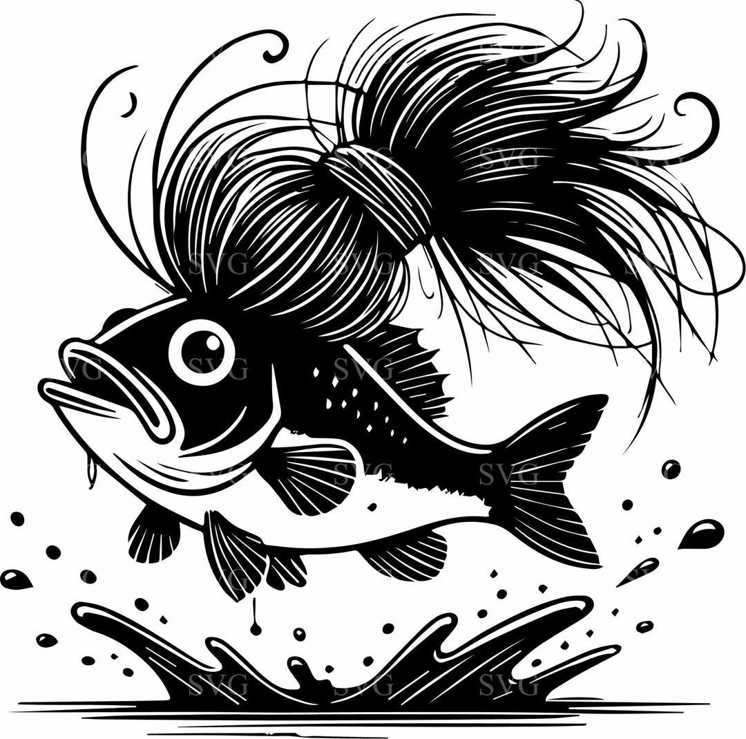4 Messy Bun Fish SVG – Funny Angler Cut File (digital Download) - Etsy