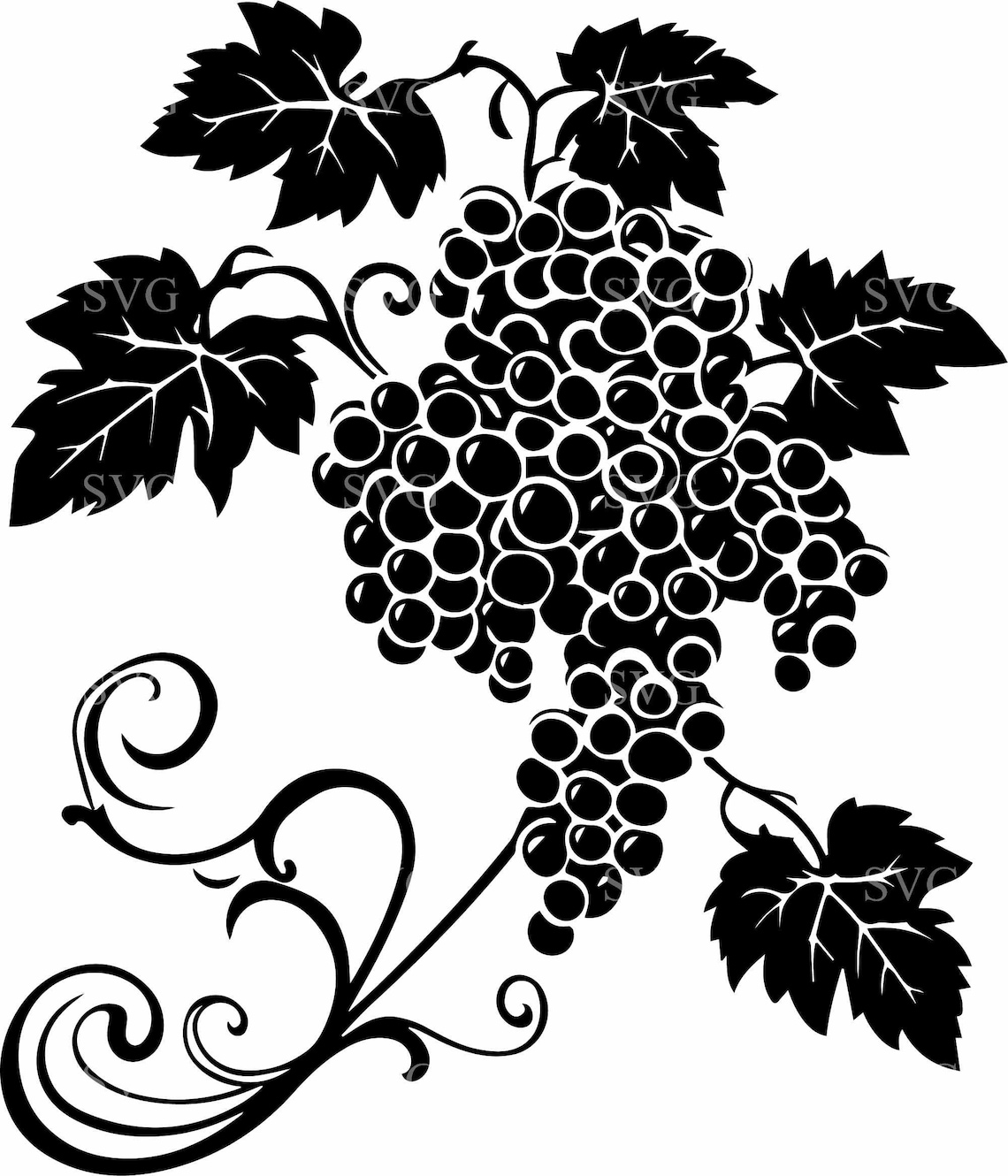 8 Grapevine Silhouette SVG 8 Cut File - Elegant Grape Cluster Design ...
