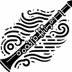 5 Clarinet SVG 5 Cut File, Musical Instrument Clipart, Music Notes PNG ...