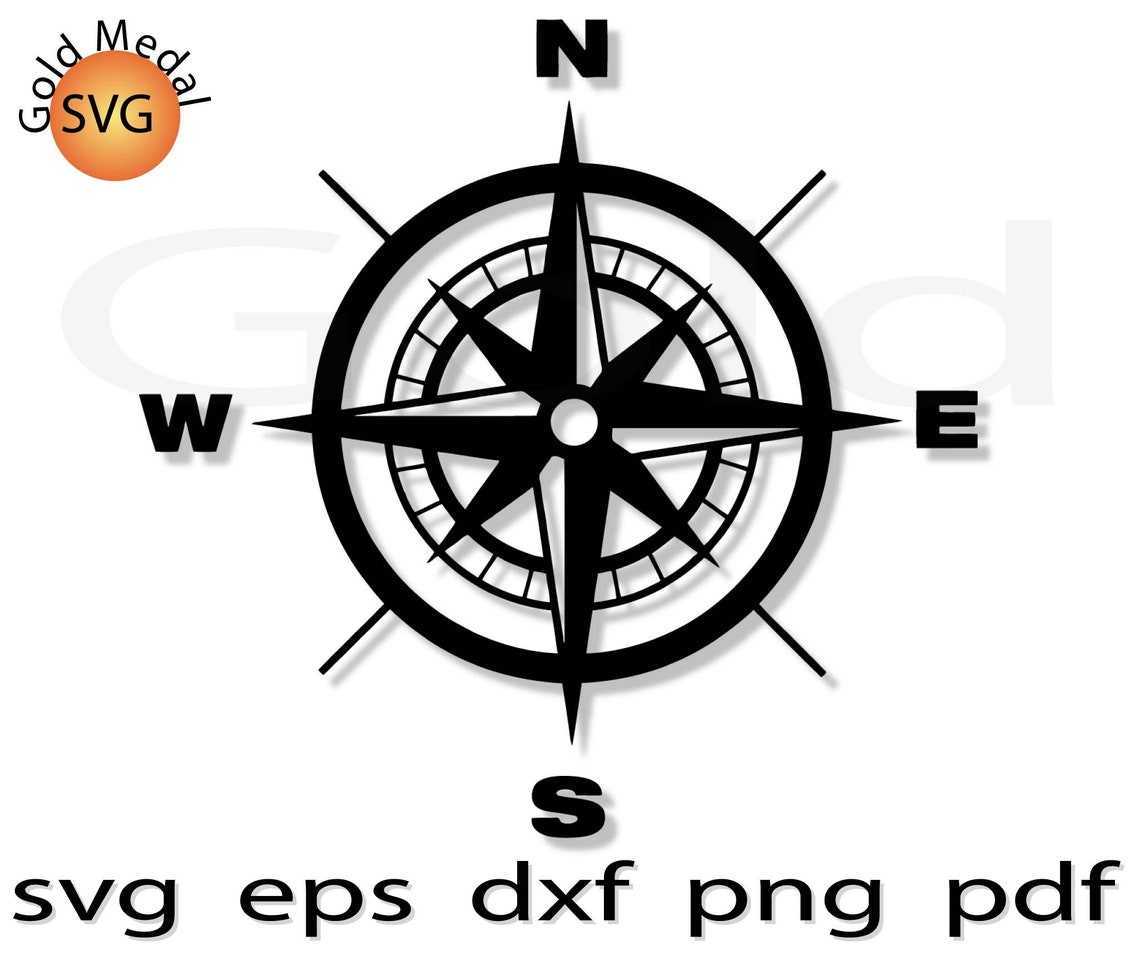 Compass Star Svg Simple Wind Rose Cricut North South East West Logo ...