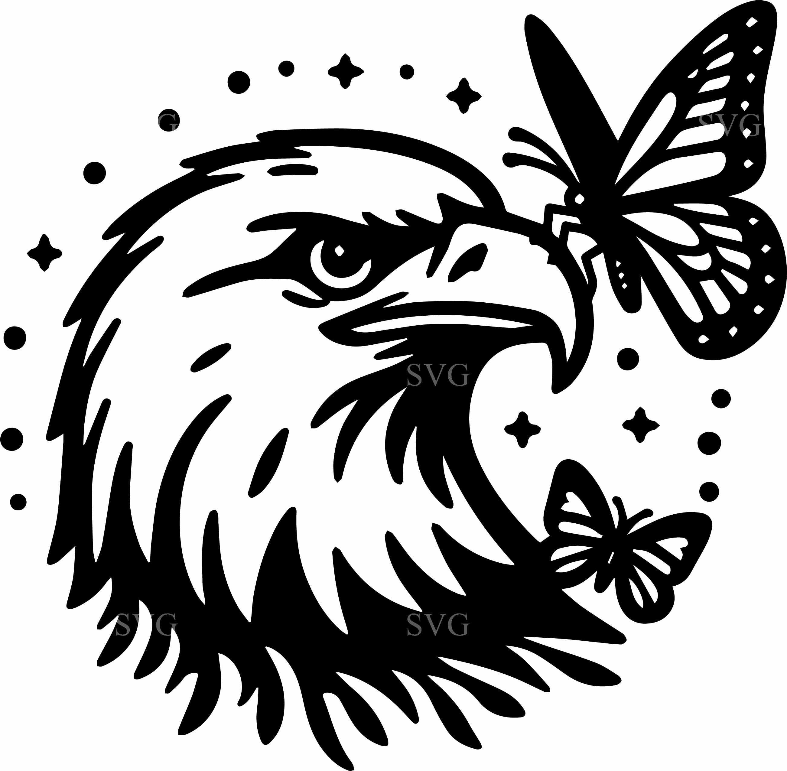 7 Bald Eagle Butterfly SVG Cut File – Patriotic Wildlife Design ...