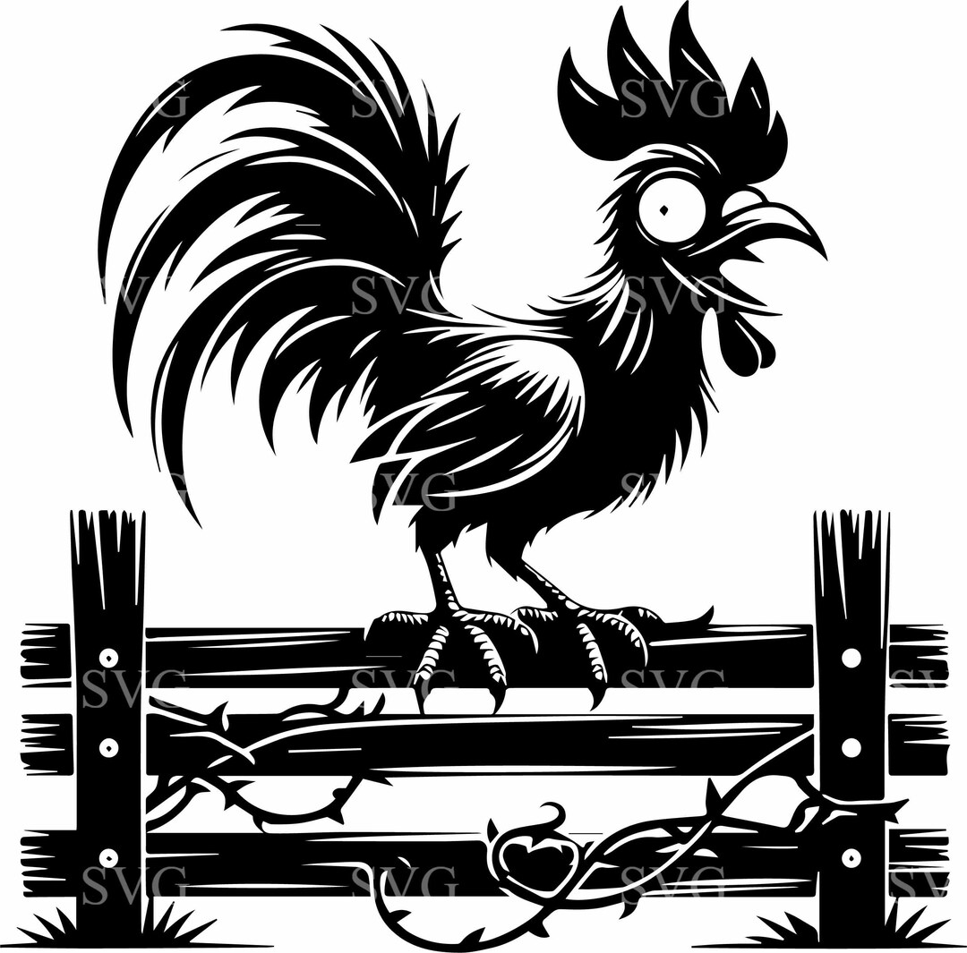 Crowing Rooster SVG, 4 Rustic Farm Rooster Silhouette, Morning Rooster ...