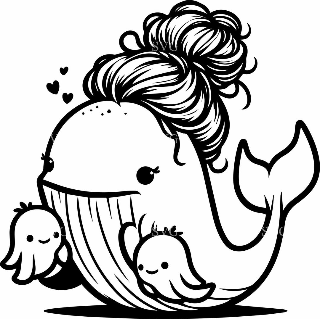8 Whale Mom SVG | 8 Cute Kawaii Whale Family Clipart | Ocean Animal PNG ...