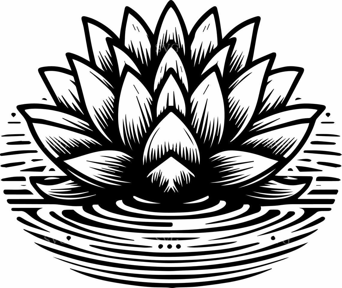4 Water Lily SVG Lotus Flower Cut File Yoga, Meditation, Spiritual ...
