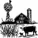 4 Farm Scene SVG Cut File With Barn, Windmill, Cow and Calf, Country ...