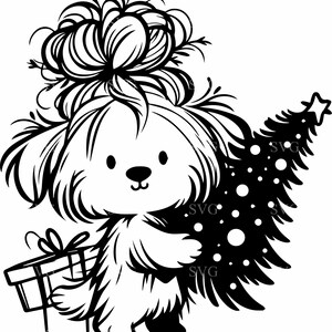 Cute Christmas Puppy SVG 4 Cut File, Adorable Dog Holding Christmas ...